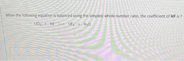 Solved When the following equation is balanced using the | Chegg.com