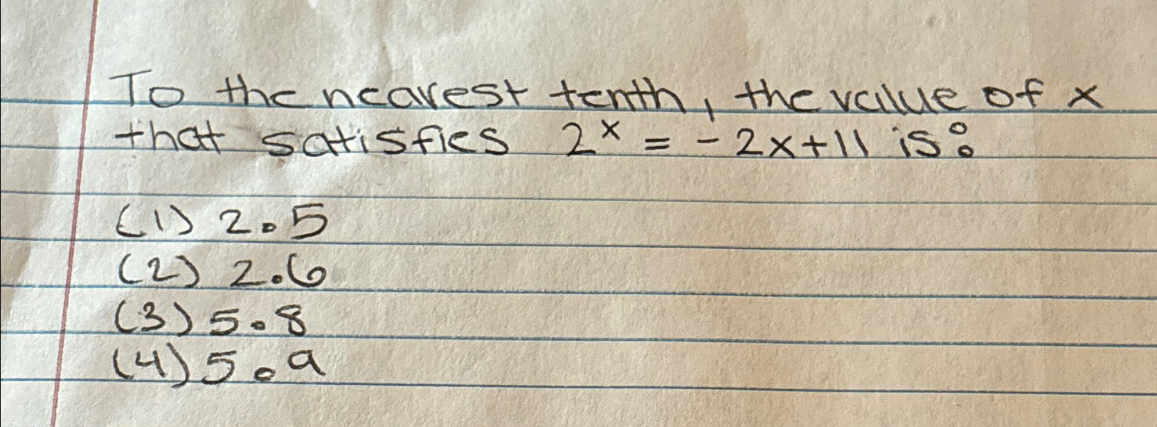 Solved To the nearest tenth, the value of x ﻿that satisfies | Chegg.com