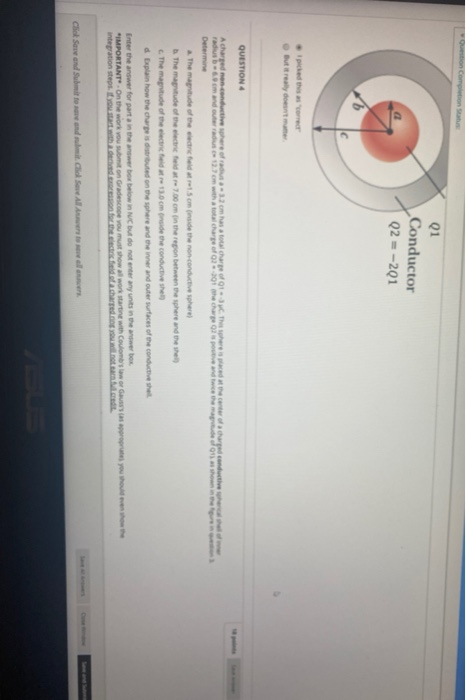 Solved Question Completion Status Q1 Conductor Q2 = -201 But | Chegg.com