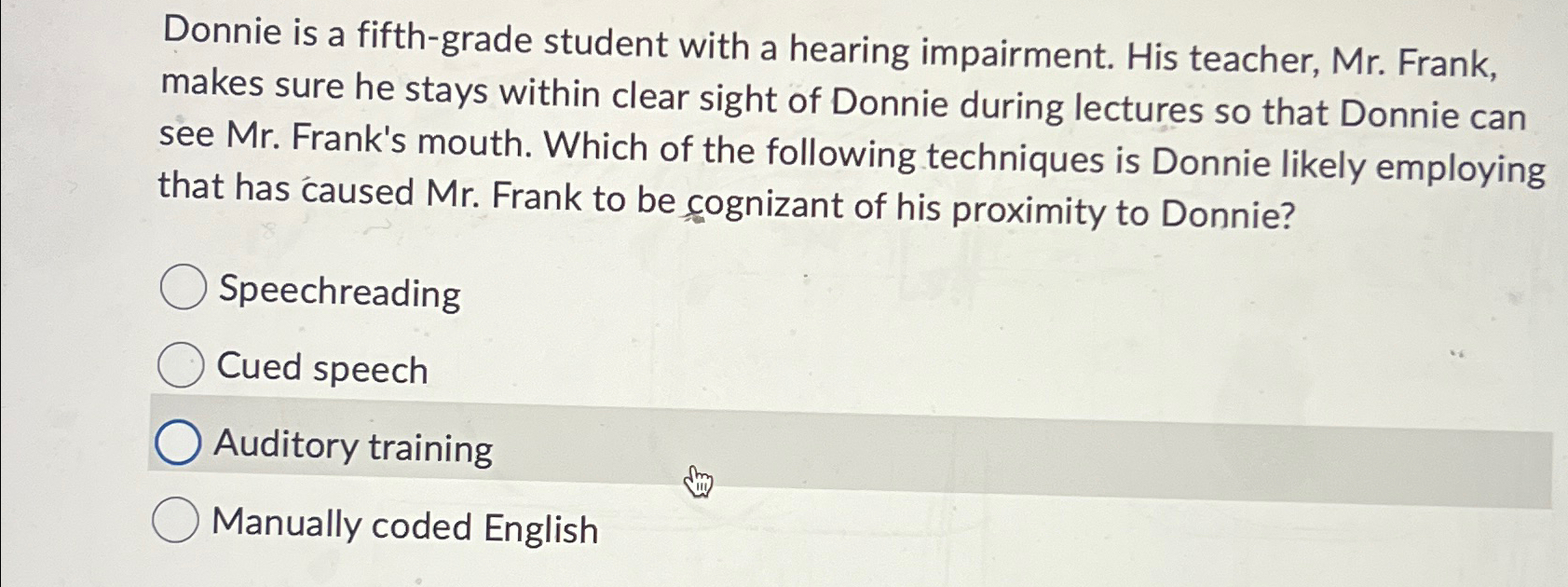 Solved Donnie is a fifth-grade student with a hearing | Chegg.com