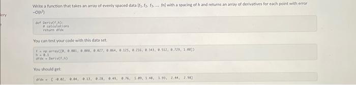 Solved Write a function that takes an array of evenly spaced | Chegg.com