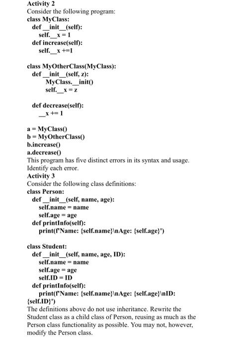 Solved Consider the following definitions: class Sneetch: | Chegg.com
