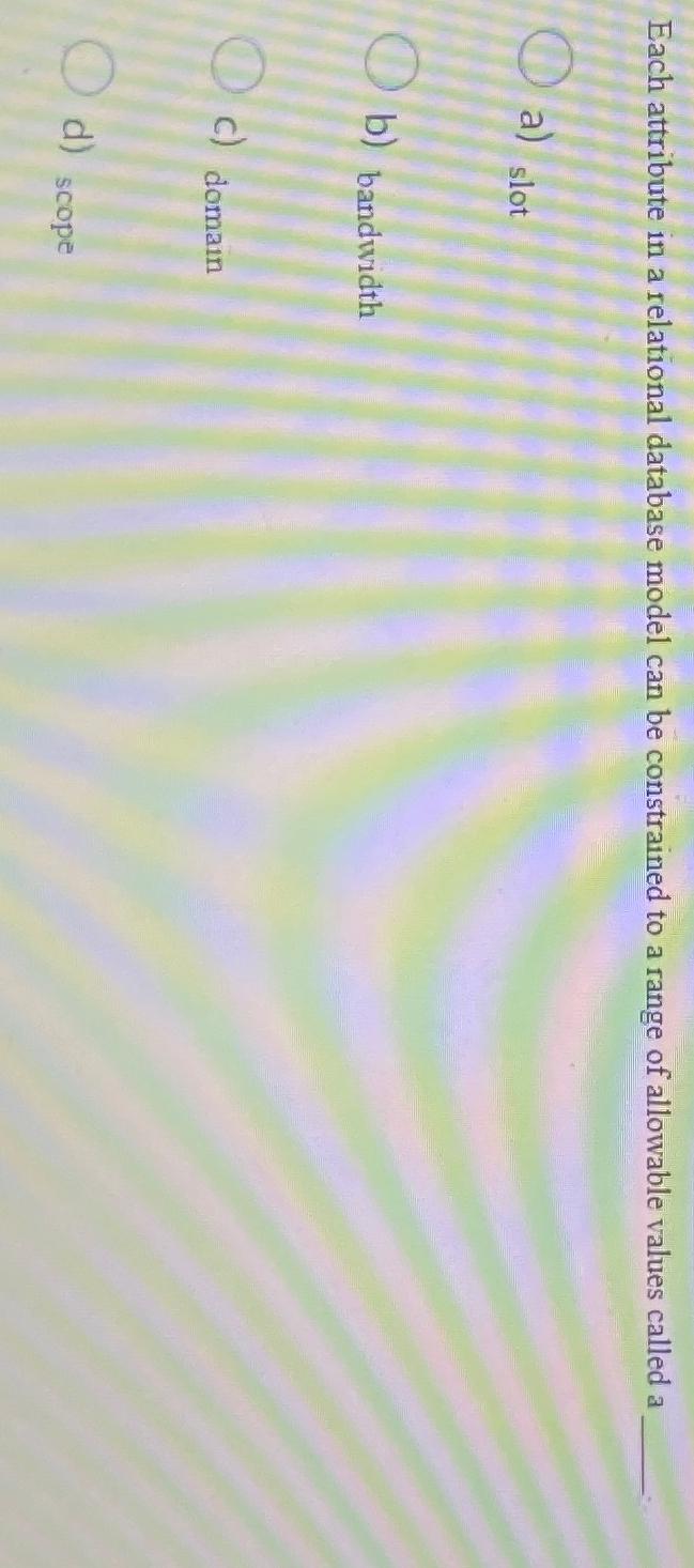 Solved Each attribute in a relational database model can be | Chegg.com