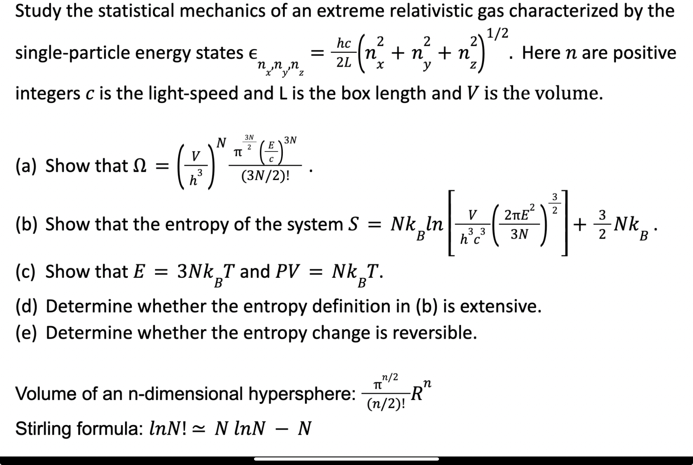 Solved Study the statistical mechanics of an extreme | Chegg.com