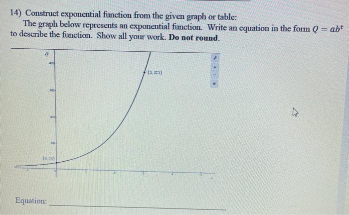 Solved 14) Construct exponential function from the given | Chegg.com