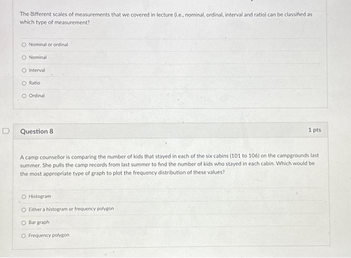 Solved The different scales of measurements that we covered | Chegg.com