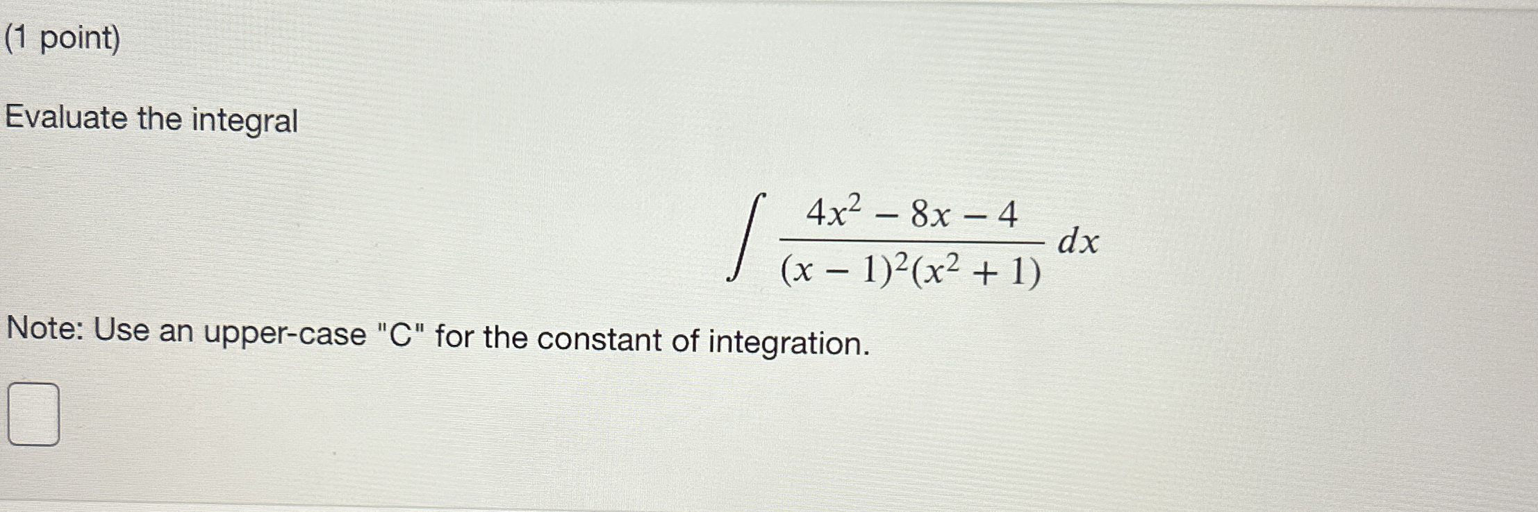 Solved (1 ﻿point)Evaluate the | Chegg.com