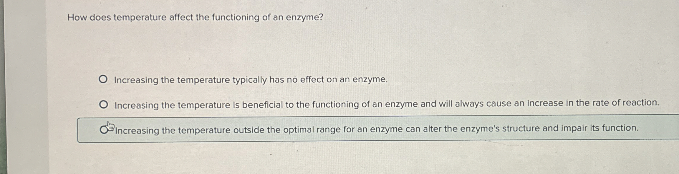 Solved How does temperature affect the functioning of an | Chegg.com