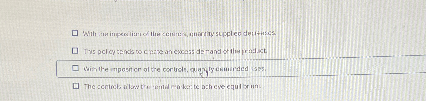 Solved With the imposition of the controls, quantity | Chegg.com