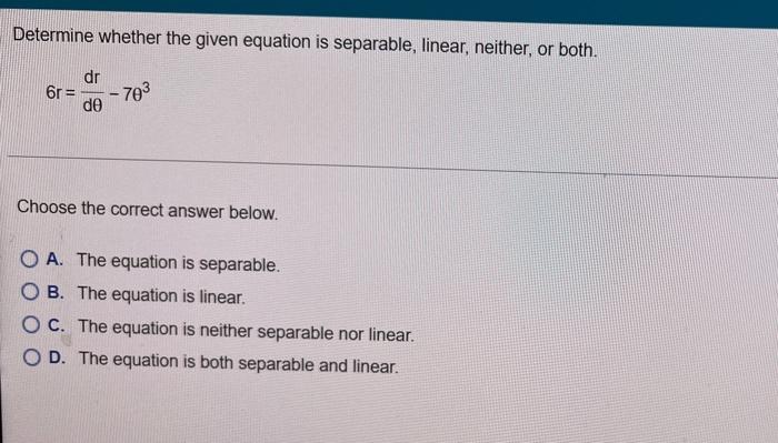 Solved Determine whether the given equation is separable, | Chegg.com
