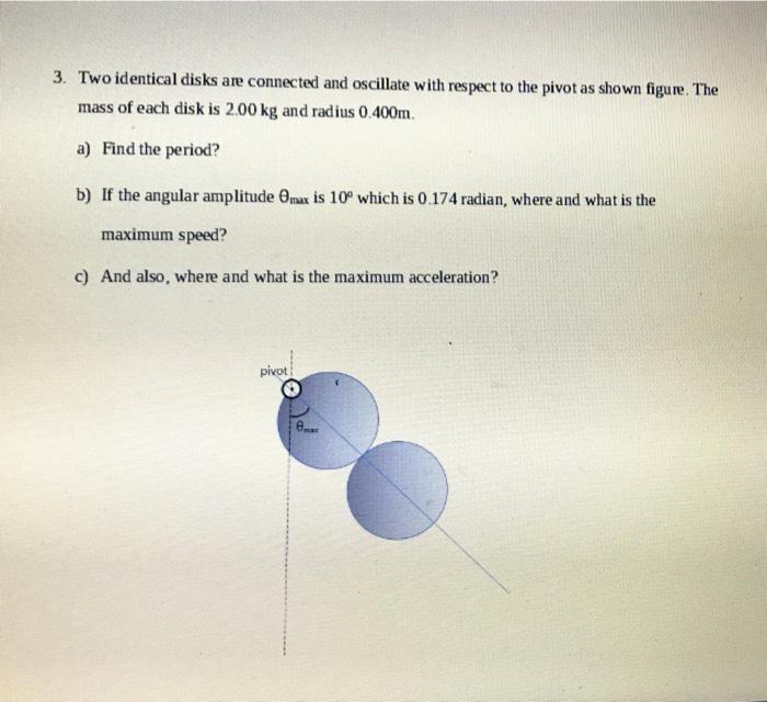 Solved 3. Two identical disks are connected and oscillate | Chegg.com