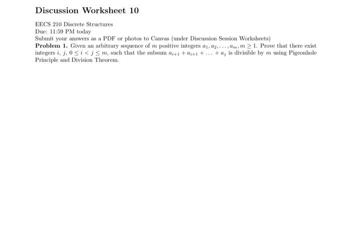 Solved Discussion Worksheet 10 EECS 210 Discrete Structures | Chegg.com