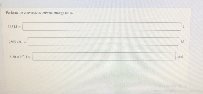 Solved Perform the conversions between energy units. 362 kJ | Chegg.com