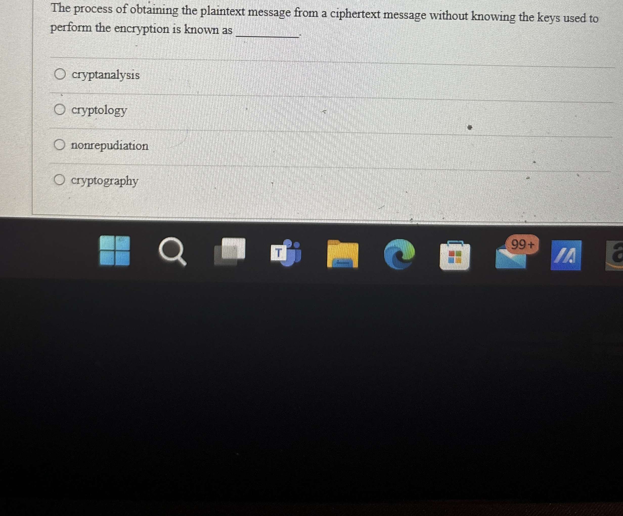 Solved The process of obtaining the plaintext message from a | Chegg.com
