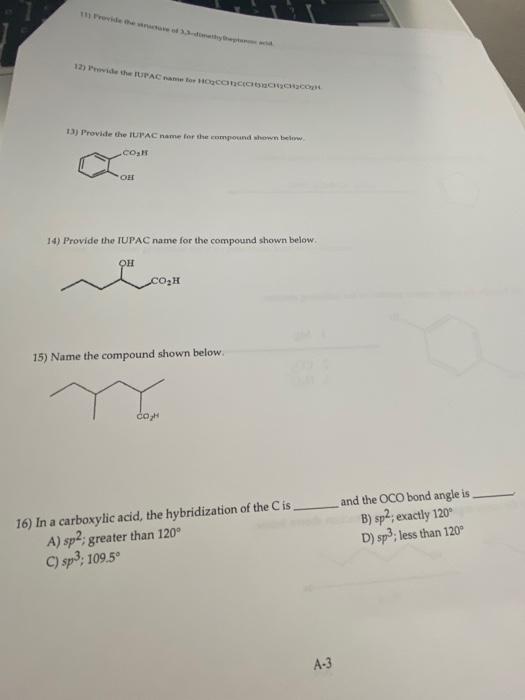 Solved 13) Provide the IURAC name tor the Eampound shown | Chegg.com
