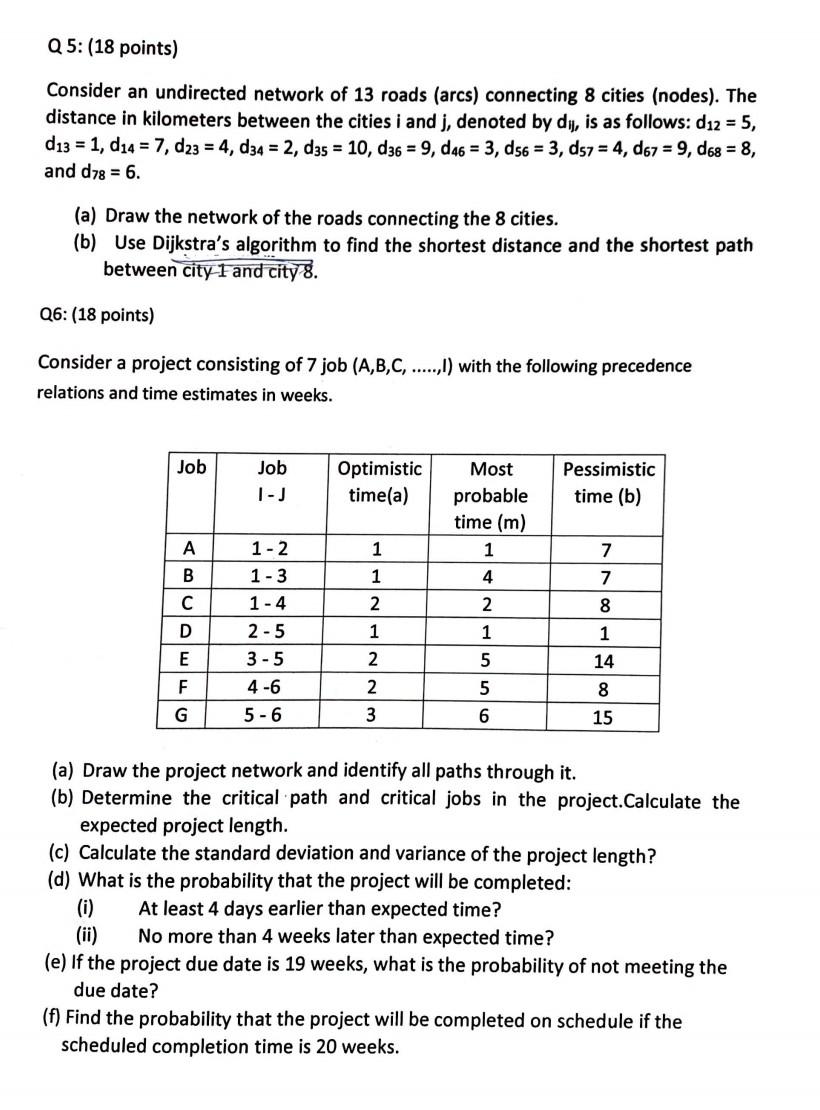 Solved Consider an undirected network of 13 roads (arcs) | Chegg.com