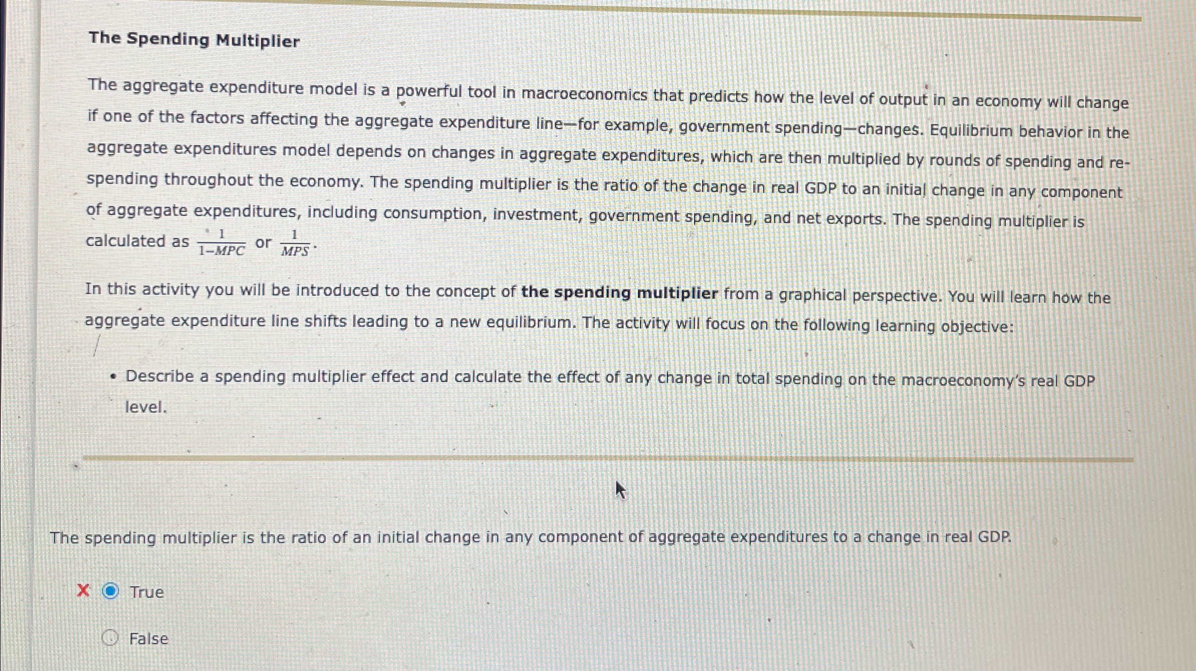 Solved The Spending MultiplierThe aggregate expenditure | Chegg.com