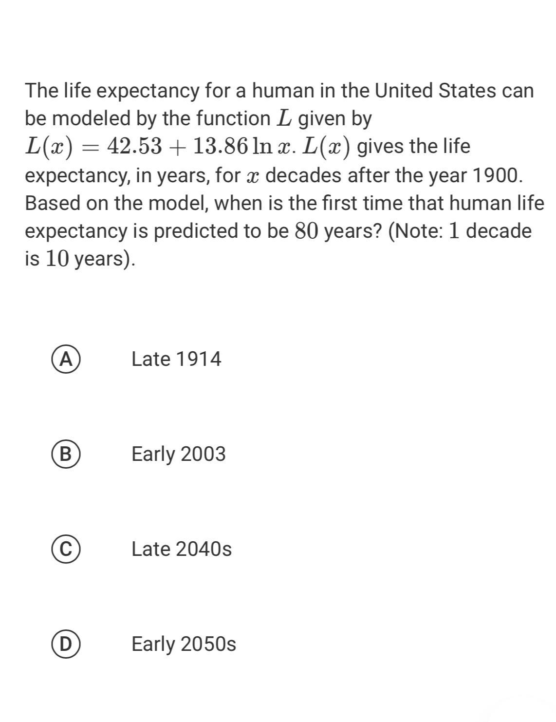 Solved The life expectancy for a human in the United States | Chegg.com