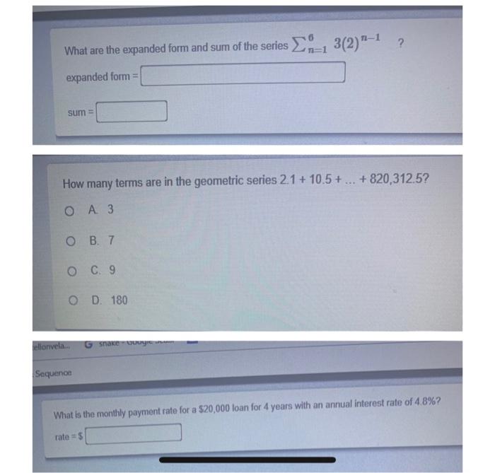 Solved What are the expanded form and sum of the series - | Chegg.com