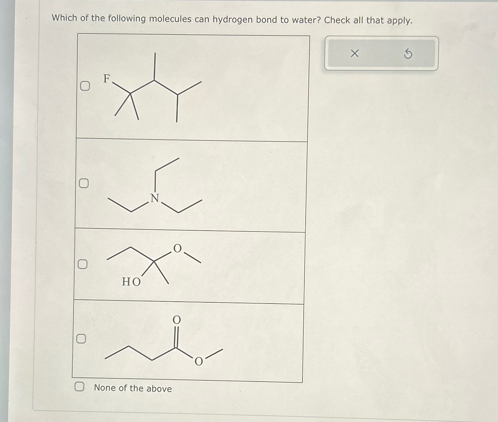 Solved Part 1 ﻿of 2Which of the following molecules can | Chegg.com