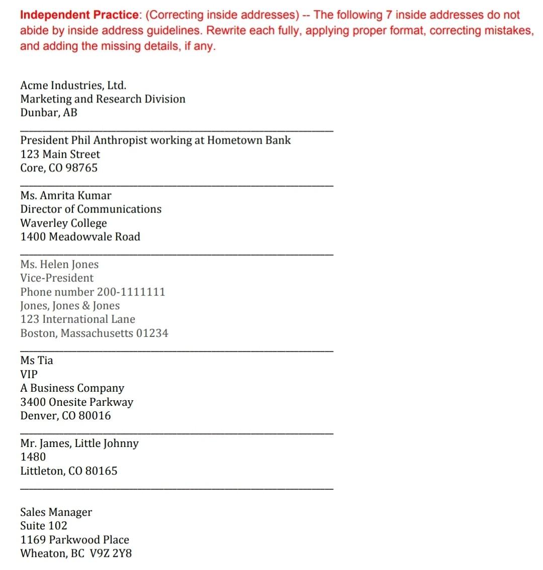 Proper Address Format Addressing
