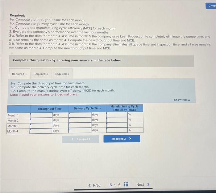 Solved Required: 1-a. Compute the throughput time for each | Chegg.com