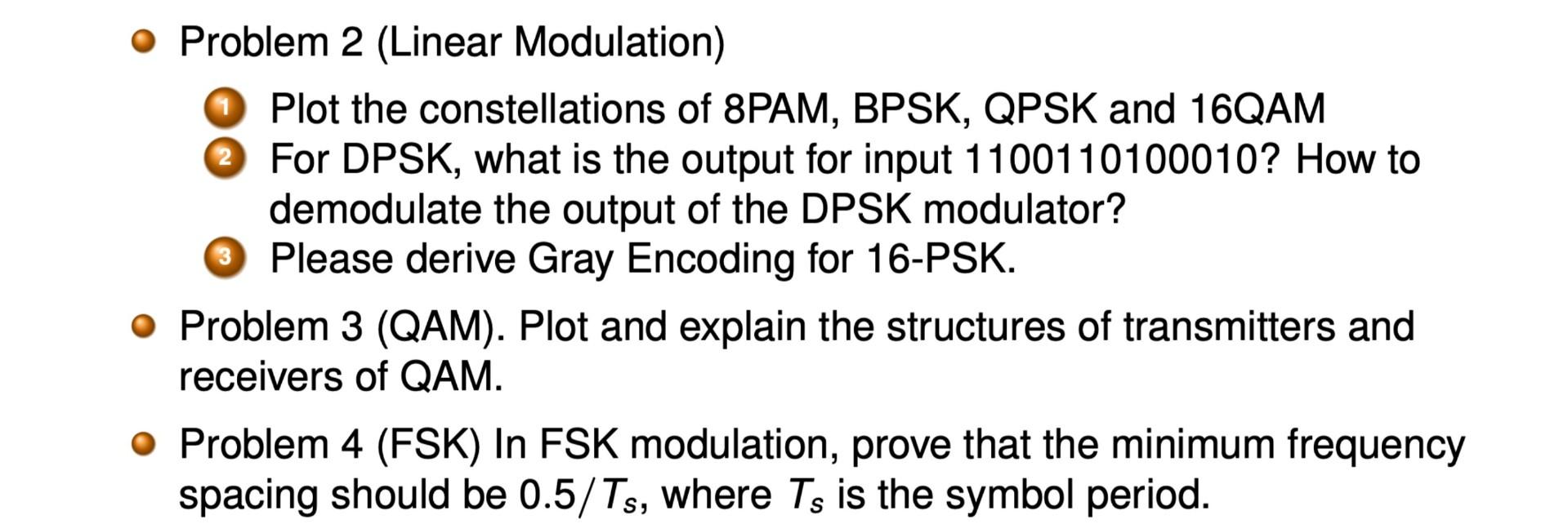 Solved Problem 2 Linear Modulation Plot The Constellations