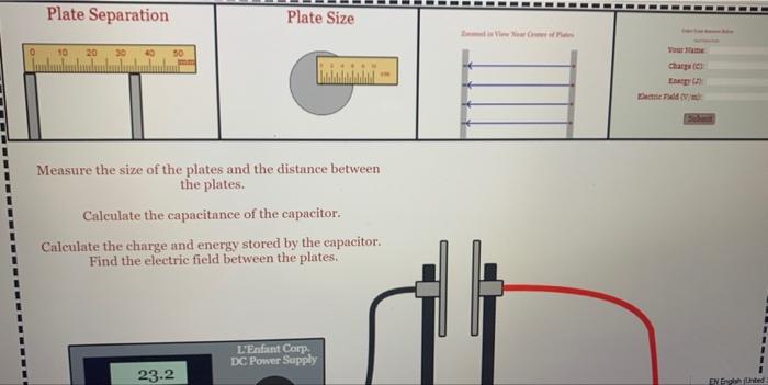 Measure the size of the plates and the distance | Chegg.com