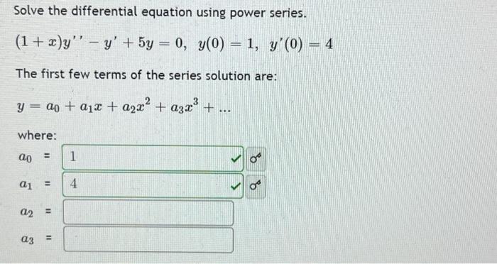 Solved Solve the differential equation using power series. | Chegg.com