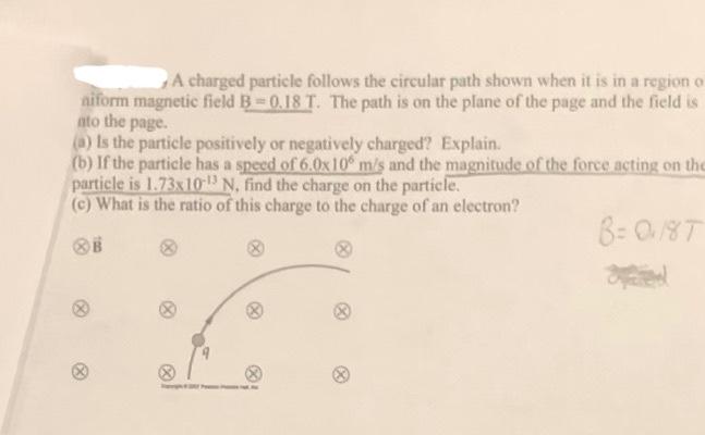 Solved A charged particle follows the circular path shown | Chegg.com