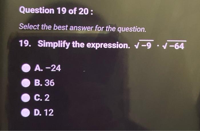 Solved 20. Simplify using the division property of radicals. | Chegg.com
