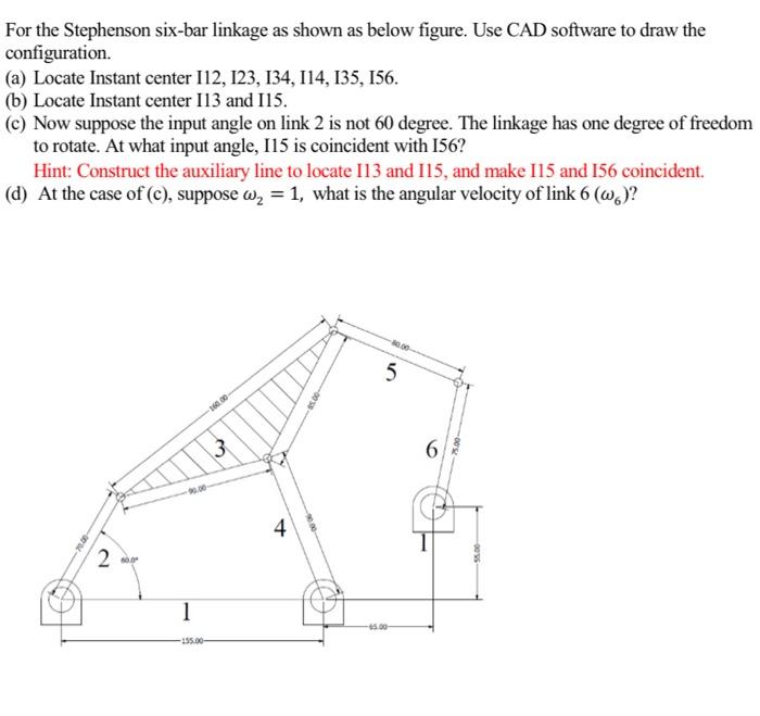 Solved For the Stephenson six-bar linkage as shown as below | Chegg.com