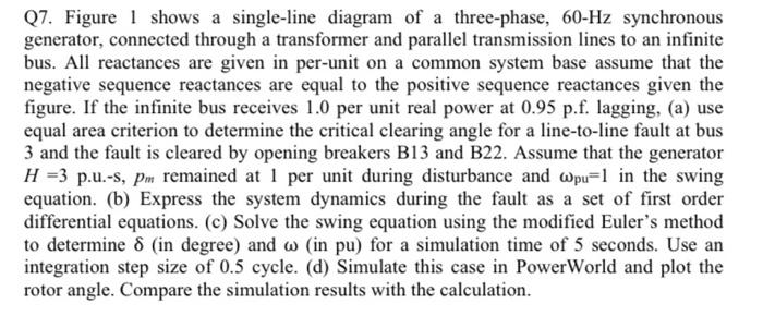 Solved Q7. Figure 1 shows a single-line diagram of a | Chegg.com