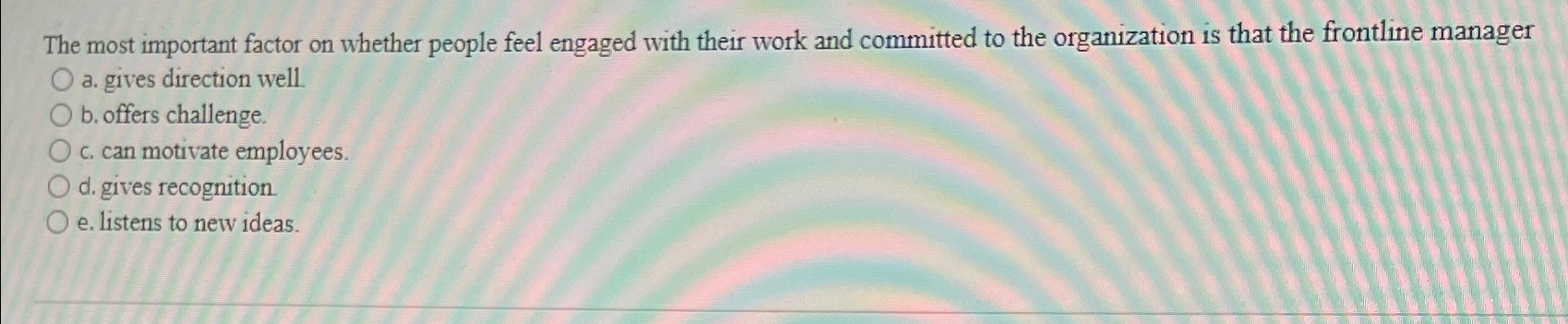Solved The most important factor on whether people feel | Chegg.com