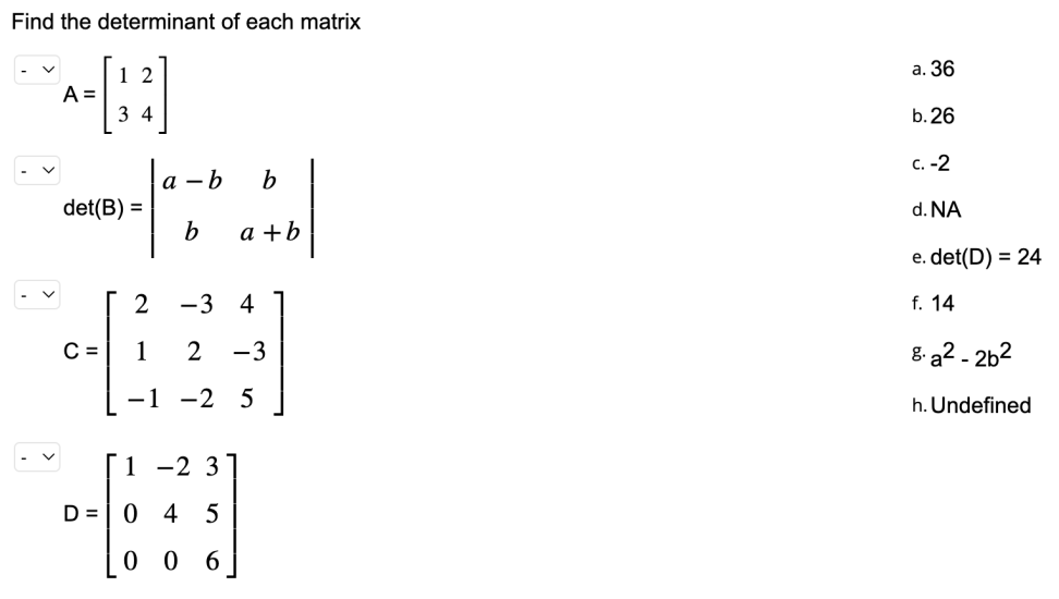 Solved Find the determinant of each | Chegg.com