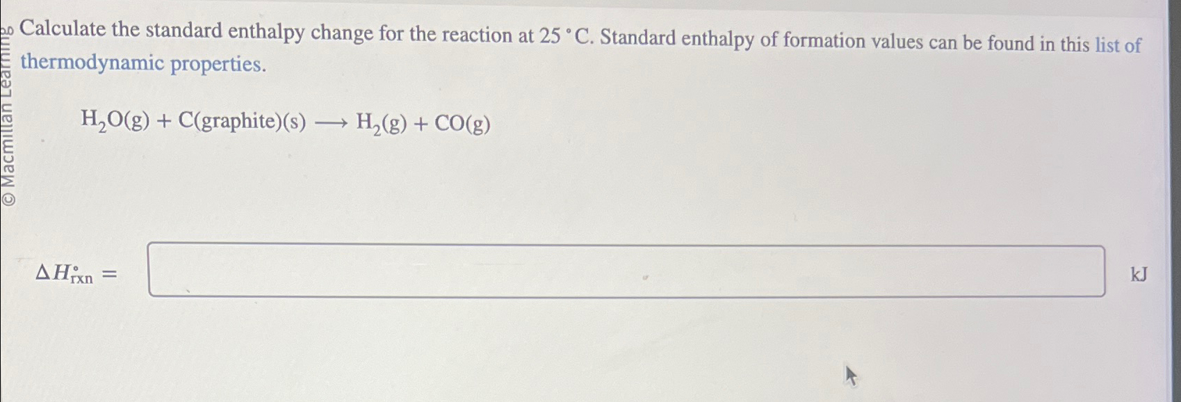 Solved Calculate the standard enthalpy change for the | Chegg.com