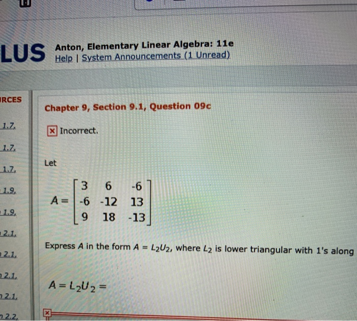 Solved TIIS Anton, Elementary Linear Algebra: 11e Help | Chegg.com