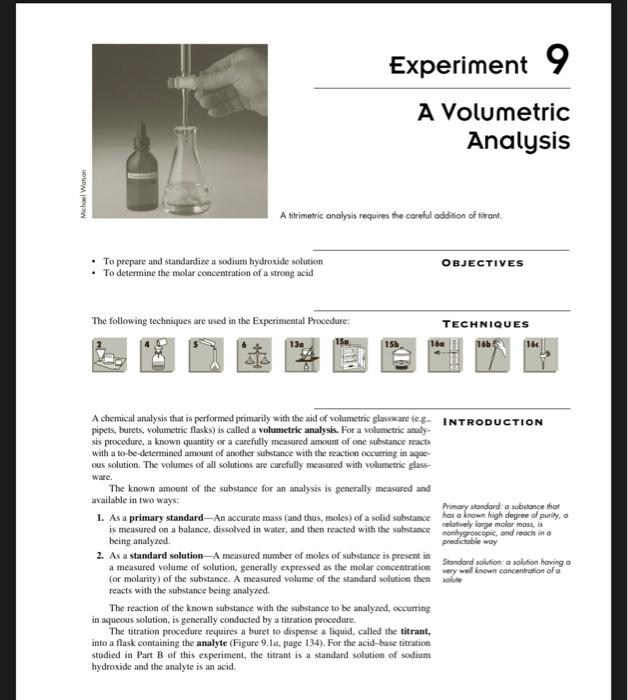 Solved Experiment 9 Prelaboratory Assignment A Volumetric | Chegg.com