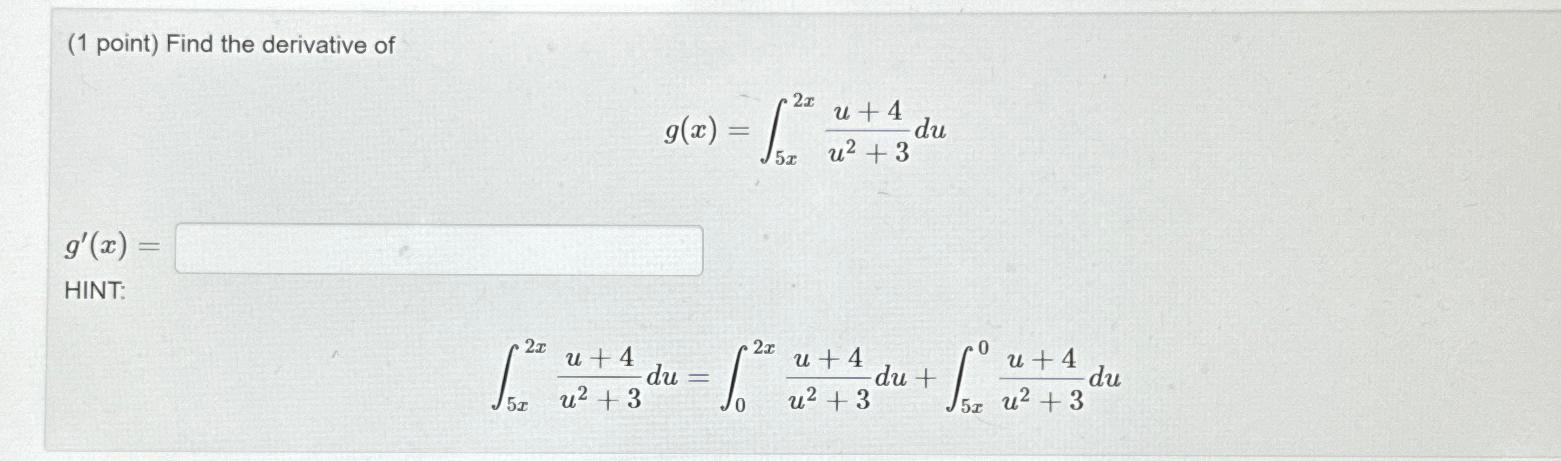 Solved (1 ﻿point) ﻿Find the derivative | Chegg.com