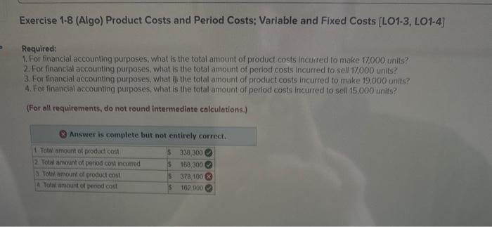 Solved Required information Cost Classifications (Algo) [The | Chegg.com