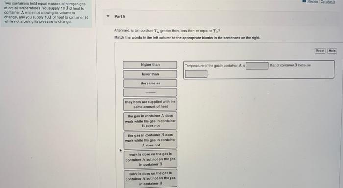 Solved Two containers hold equal masses of nitrogen gas af | Chegg.com