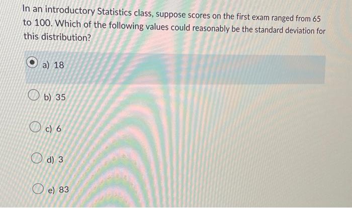 Solved In an introductory Statistics class, suppose scores | Chegg.com