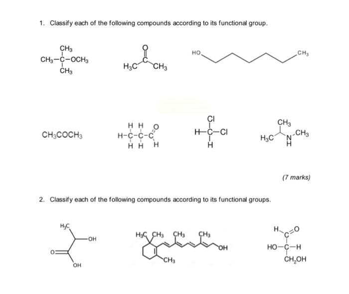 Solved 1. Classify each of the following compounds according | Chegg.com