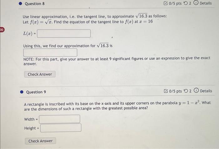 Solved Use linear approximation, i.e. the tangent line, to | Chegg.com