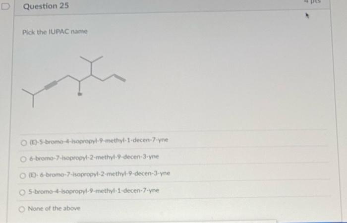 Solved Pick the IUPAC name | Chegg.com