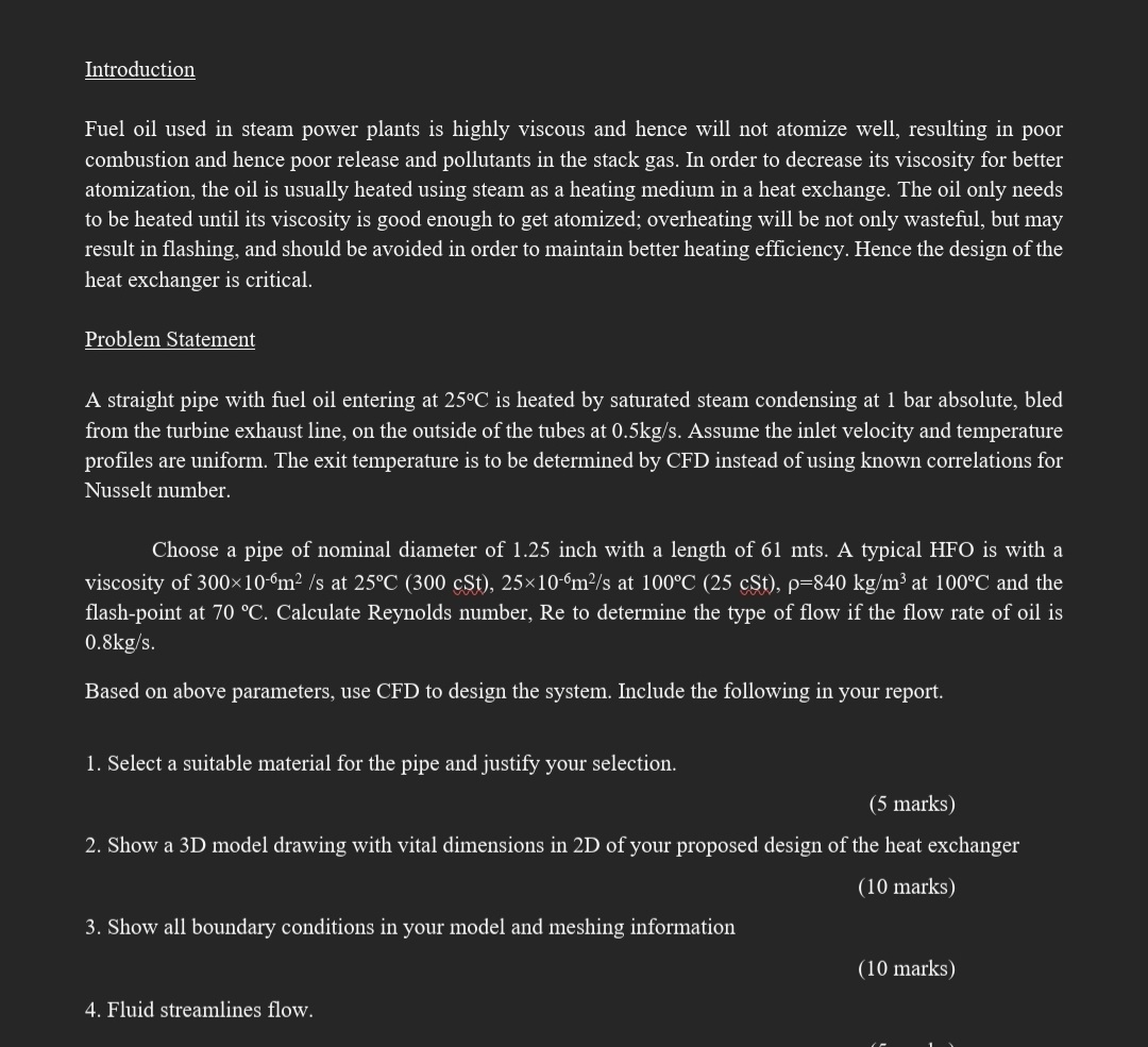 Solved Introduction ?()?Fuel oil used in steam power plants | Chegg.com