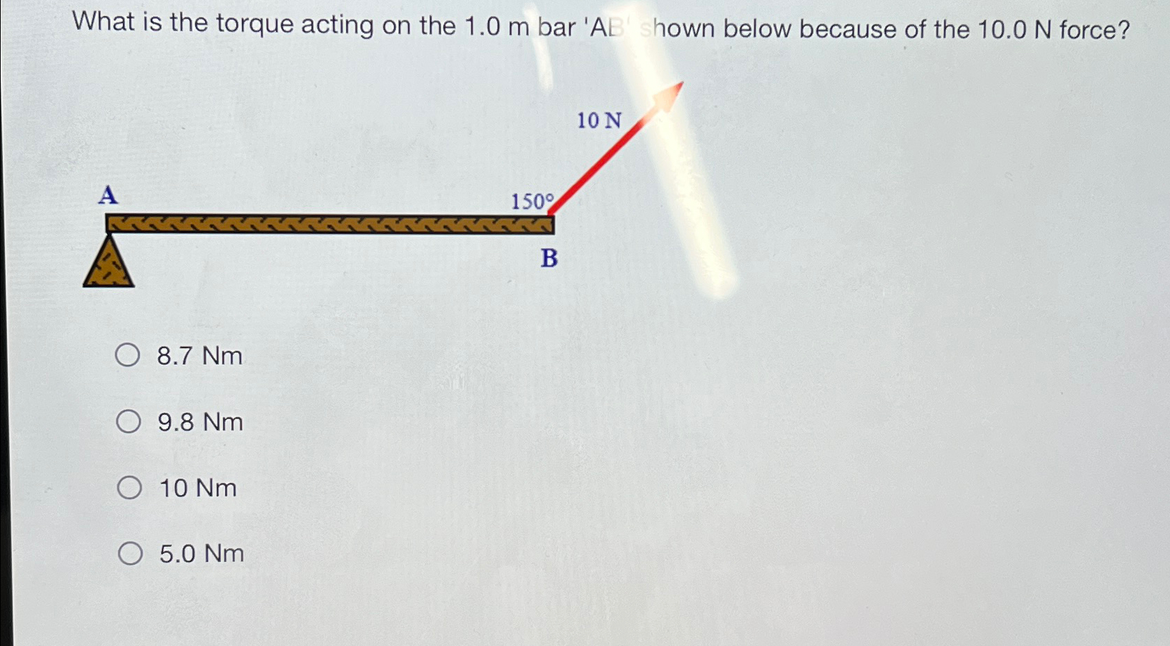 Solved What is the torque acting on the 1.0m ﻿bar ' AE ' | Chegg.com