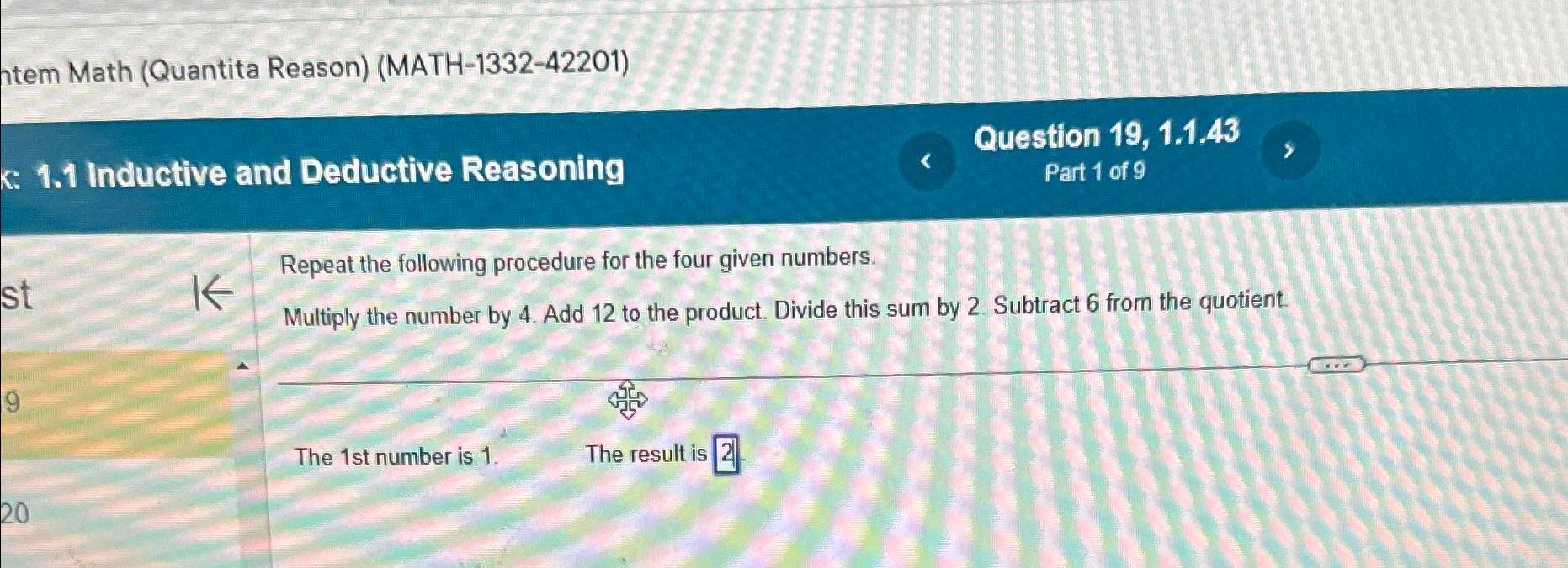 Solved item Math (Quantita Reason) (MATH-1332-42201)к: 1.1 | Chegg.com