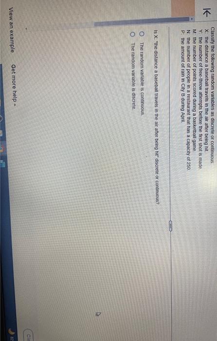 Solved Classify the following random variables as discrete | Chegg.com