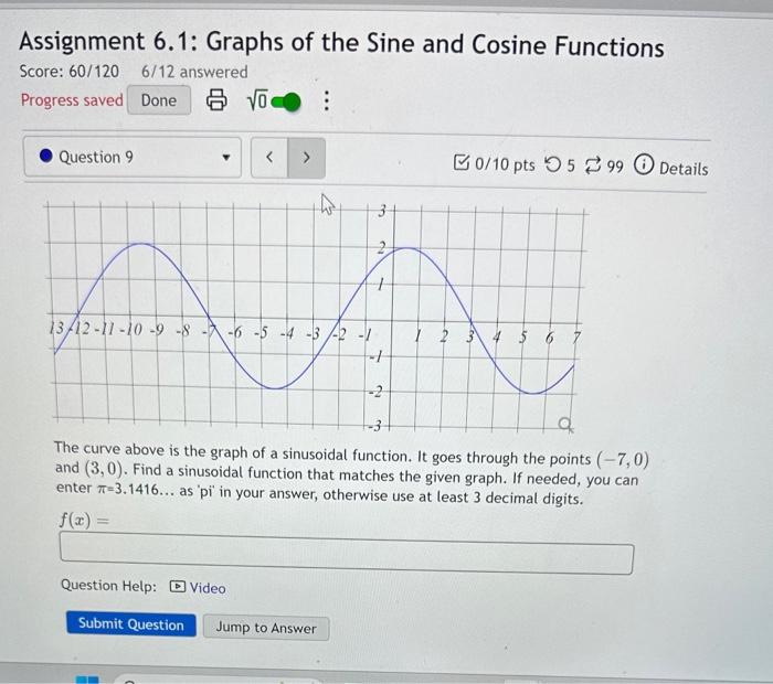 Solved Assignment 6.1: Graphs of the Sine and Cosine | Chegg.com